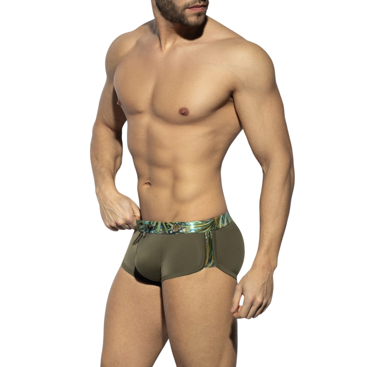 ES Collection Tropical Glitter Double Side Swim Trunk Khaki 2225 – Addicted UK