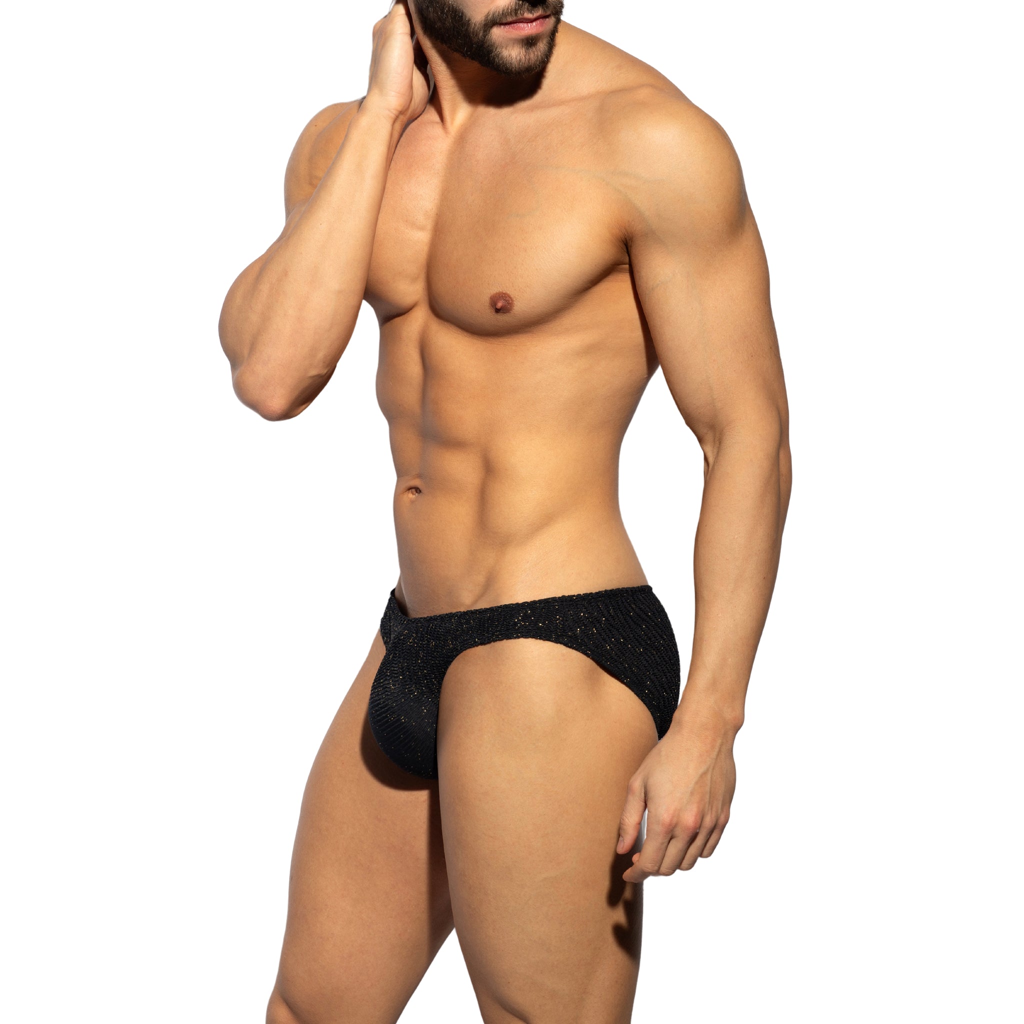 ES Collection Gold Glitter Bikini Brief Black UN617 – Addicted UK