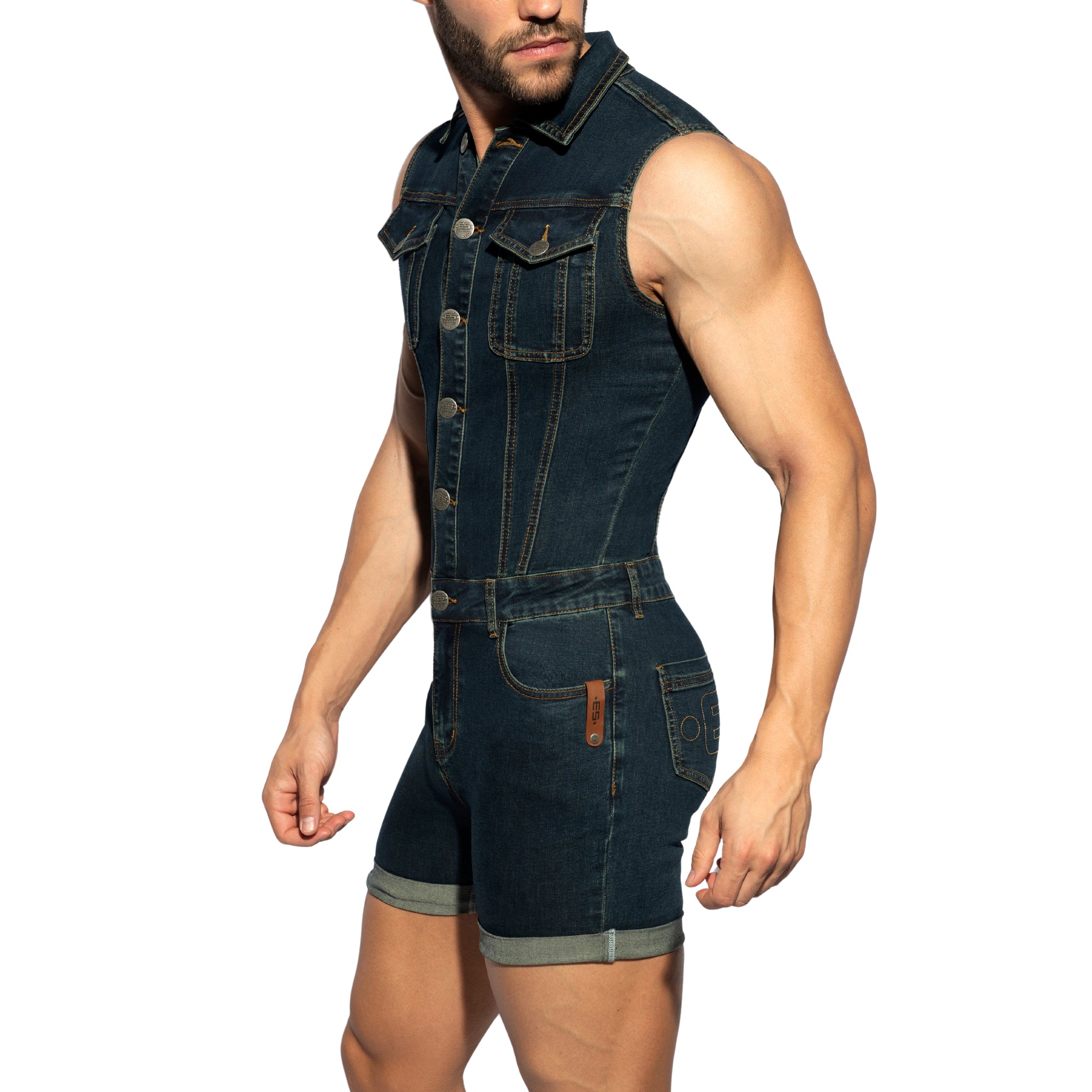 ES Collection Urban Denim Jumpsuit Shorts Dark Jeans ESJ069 – Addicted UK